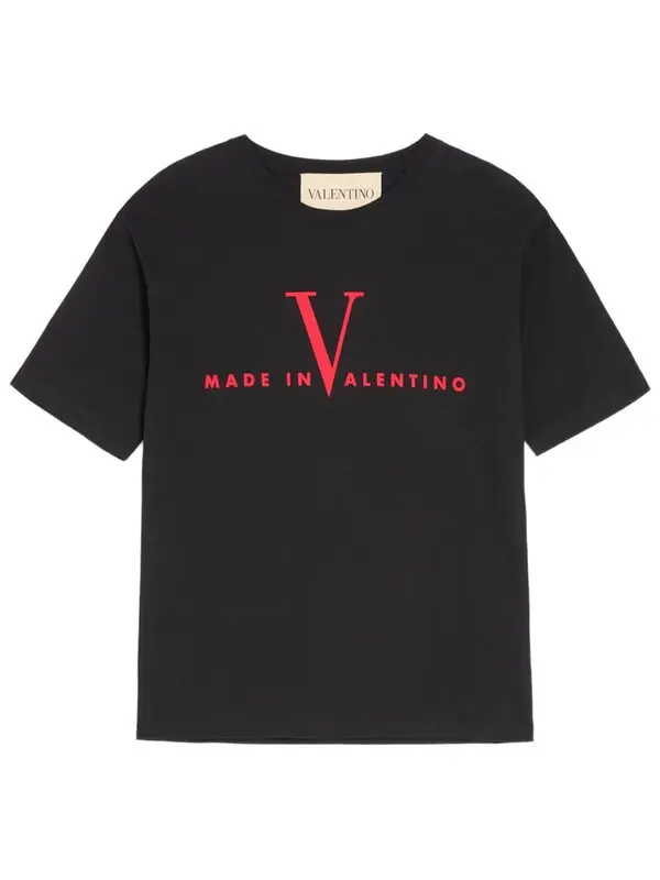 Valentino Garavani Cotton T-shirt With Made In Print - Black
