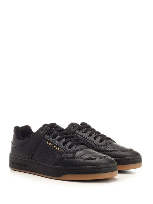 Saint Laurent Sl/61 Perforated Leather Low-top Sneakers - Black