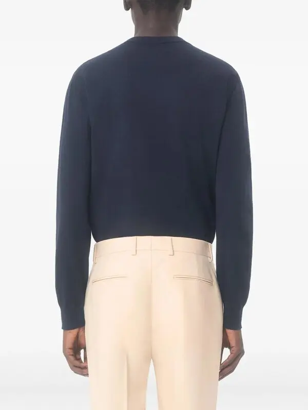 Valentino Garavani Wool Jumper With Vlogo Patch - Blue