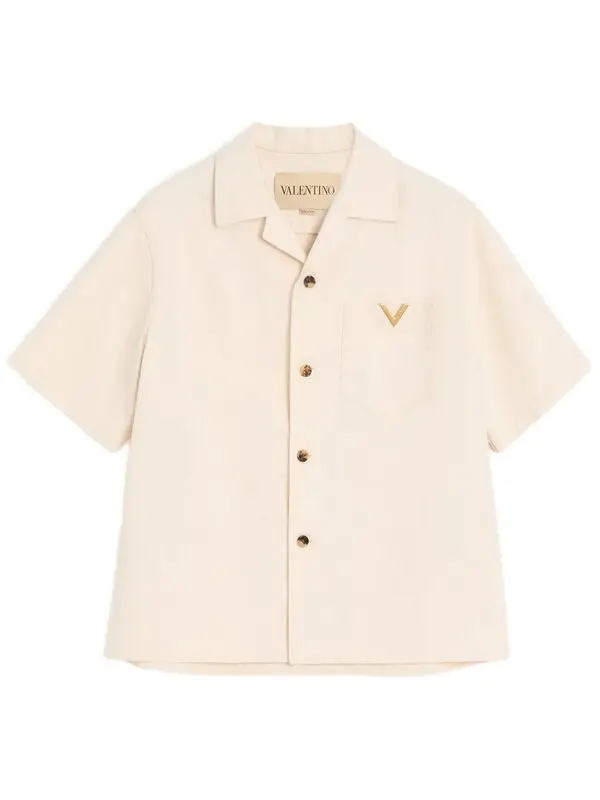 Valentino Garavani Denim Bowling Shirt With Vgold - Multicolor