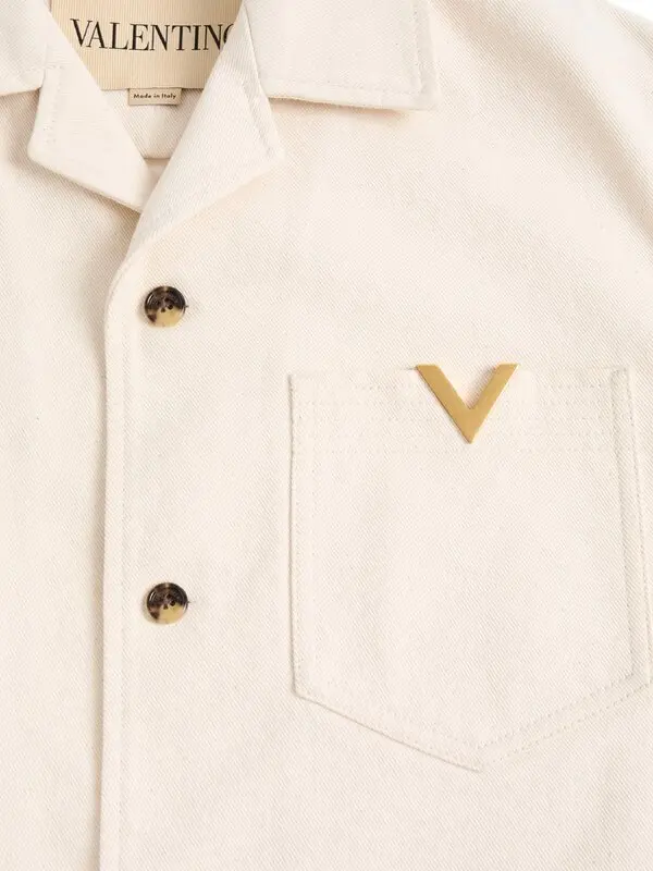 Valentino Garavani Denim Bowling Shirt With Vgold - Multicolor