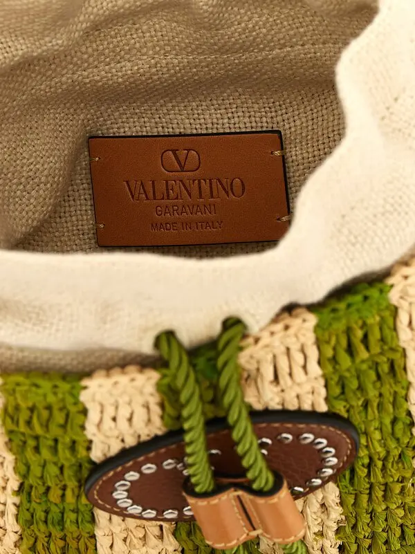 Valentino Garavani Raffia Small Bucket Bag - Green
