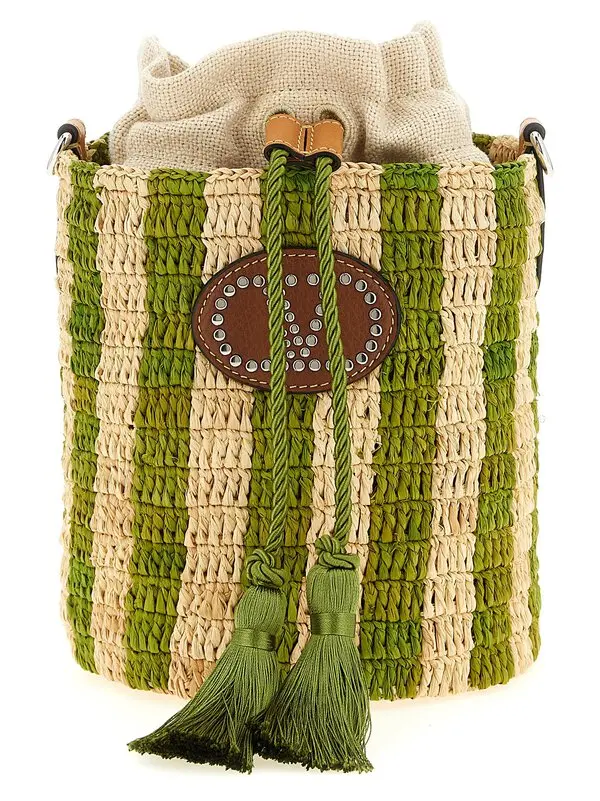 Valentino Garavani Raffia Small Bucket Bag - Green