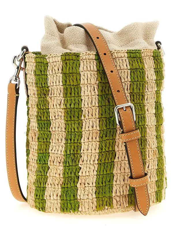 Valentino Garavani Raffia Small Bucket Bag - Green