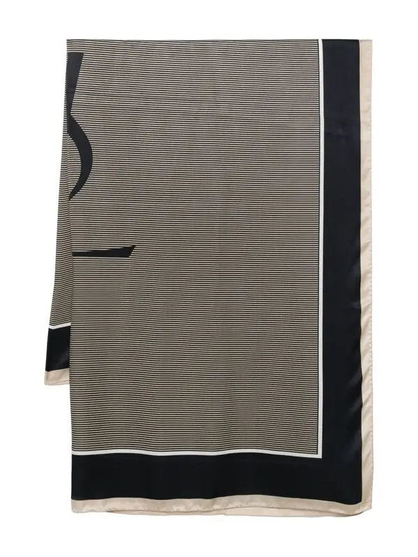 Saint Laurent Cassandre Striped Semi-sheer Stole In Silk Charmeuse - Blue
