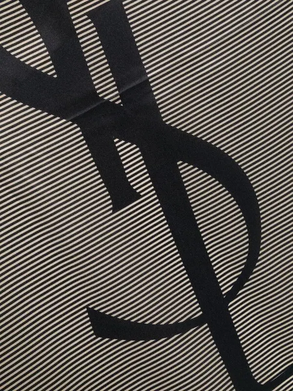 Saint Laurent Cassandre Striped Semi-sheer Stole In Silk Charmeuse