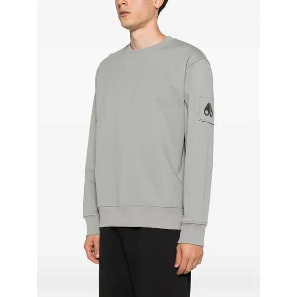 Moose Knuckles Grey Crew Neck Long Sleeve Sweatshirt With Arm Pocket