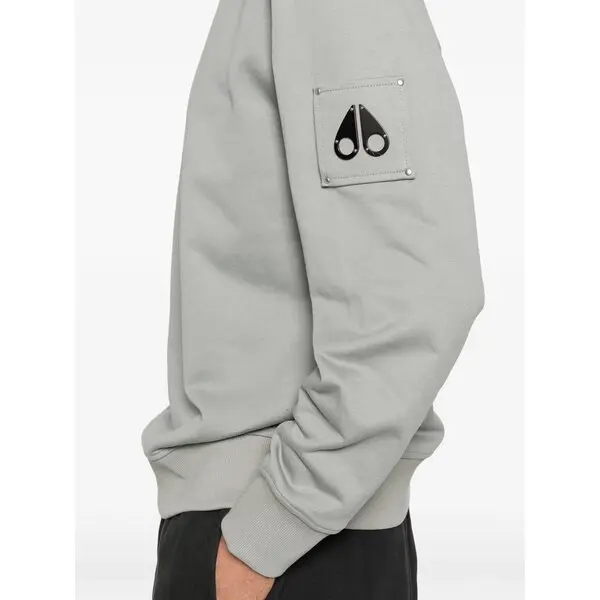 Moose Knuckles Grey Crew Neck Long Sleeve Sweatshirt With Arm Pocket