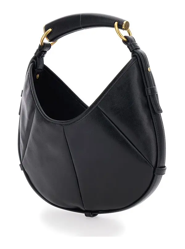Saint Laurent Mombasa Small Black Leather Handbag With Metal Details - Multicolor