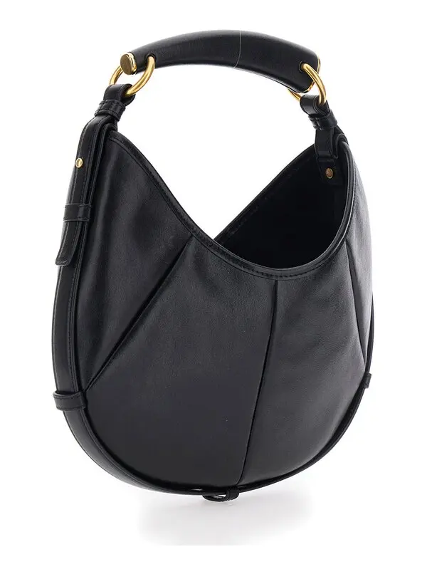 Saint Laurent Mombasa Small Black Leather Handbag With Metal Details - Multicolor