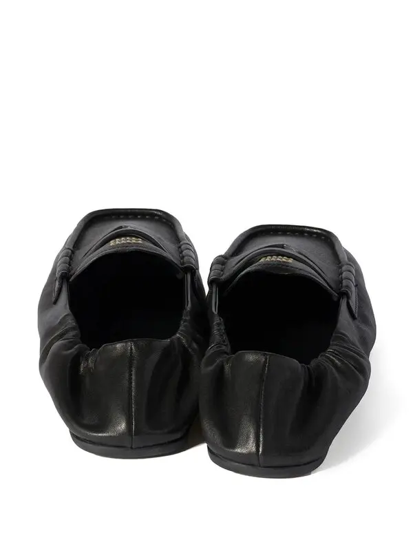 Miu Miu Ruched Nappa Leather Loafers - Black