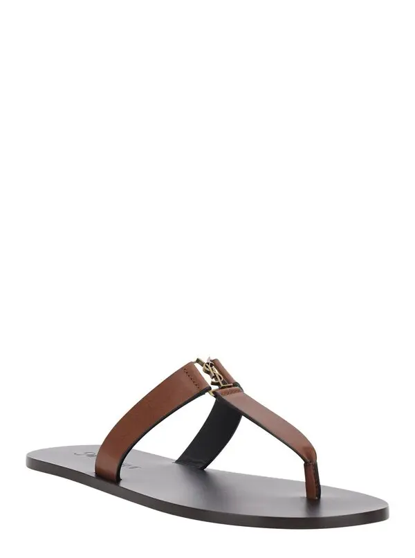 Saint Laurent Babylone" Leather Sandals With Cassandre Plaque