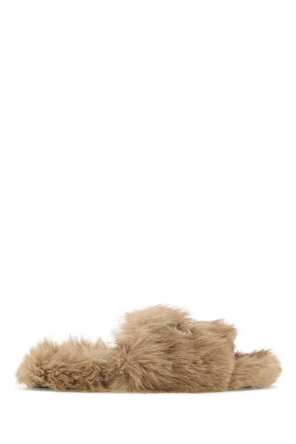Balenciaga Eco Fur Slippers - Brown
