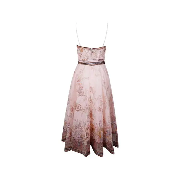 Zimmermann Floral Sweetheart Neckline Spaghetti Strap Dress