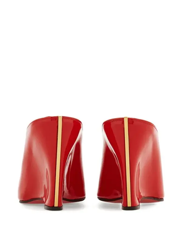 FERRAGAMO Alicia 95 Peep Toe Patent Leather Mules - Red
