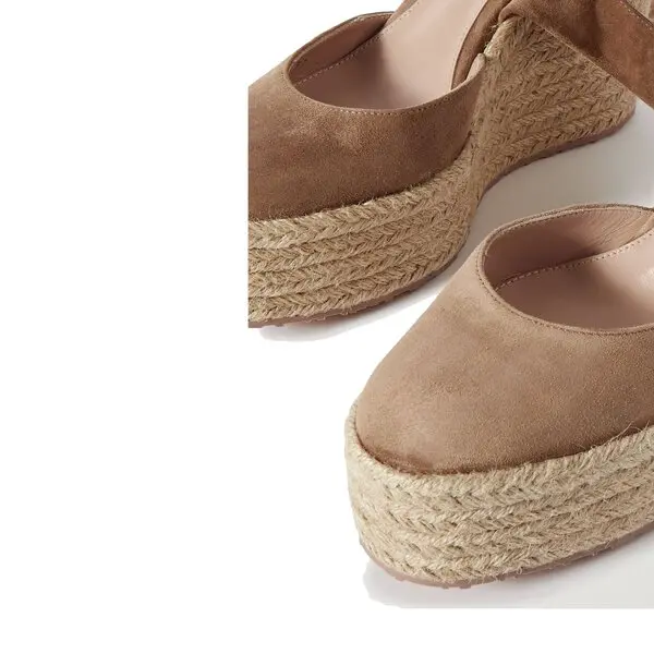 GIANVITO ROSSI Suede Espadrille Wedge Sandals With Tie Fastening
