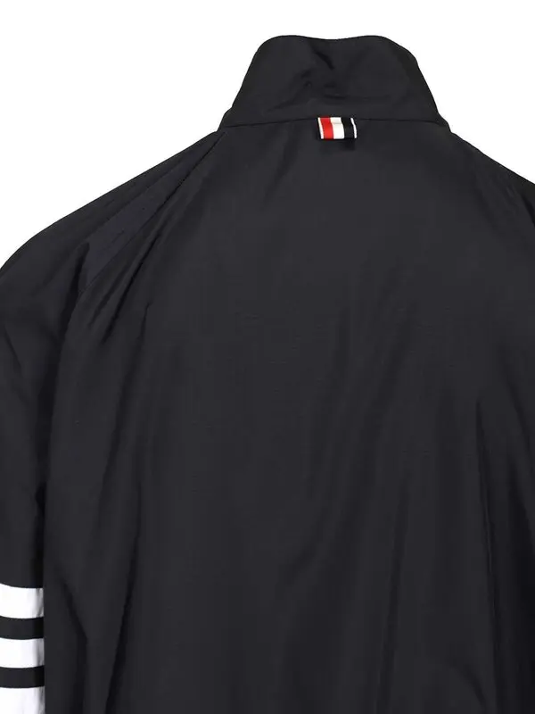Thom Browne Zip-up Track Jacket With 4-bar Detail In Shiny Ripstop - Blue