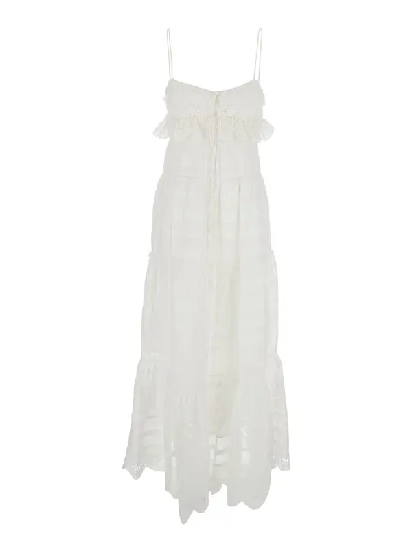 Isabel Marant Étoile Long Dress 'paule-gb' In White Viscose - Multicolor