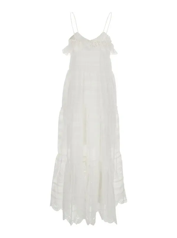 Isabel Marant Étoile Long Dress 'paule-gb' In White Viscose - Multicolor