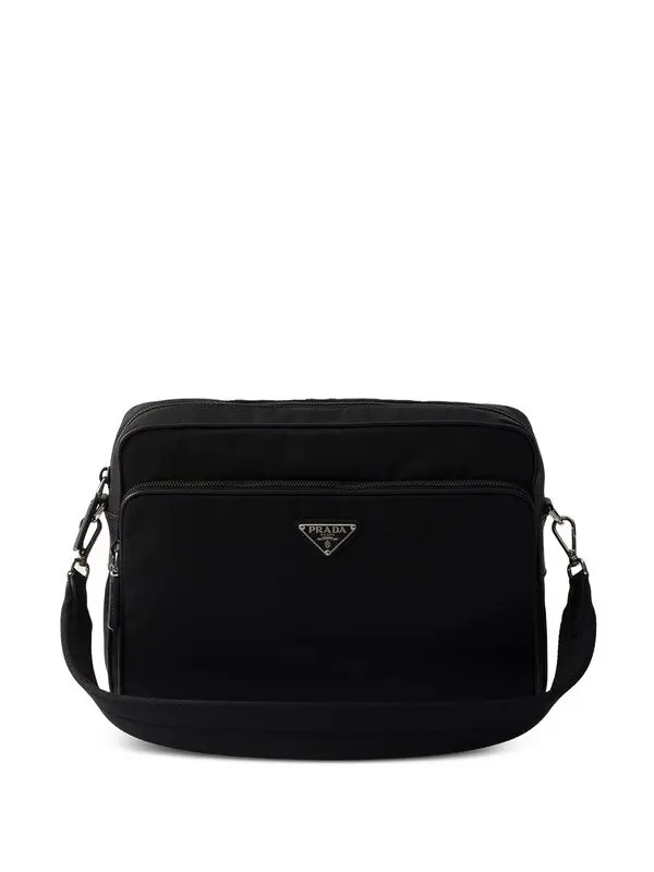 Prada Logo-plaque Nylon Messenger Bag - Black
