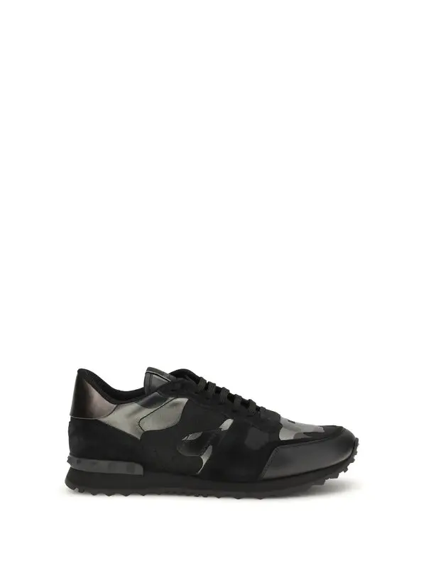 Valentino Garavani Rockrunner Calfskin Leather Sneakers - Black