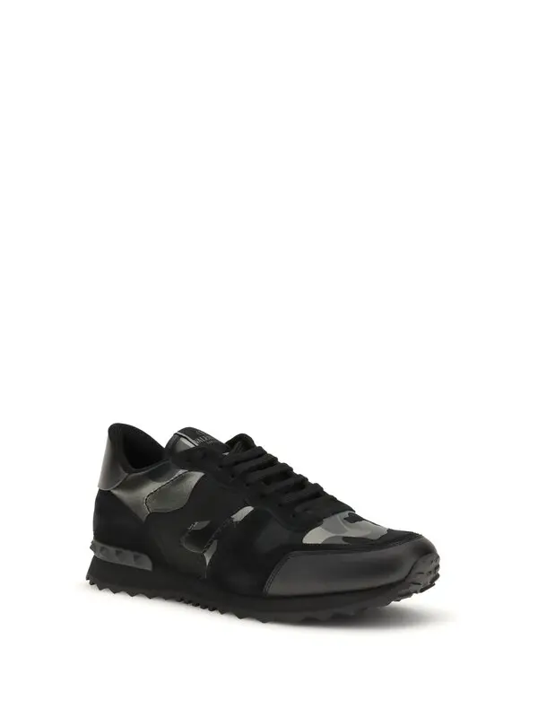 Valentino Garavani Rockrunner Calfskin Leather Sneakers - Black