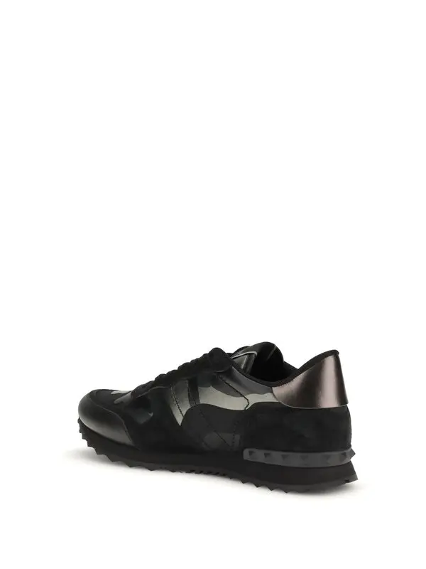Valentino Garavani Rockrunner Calfskin Leather Sneakers - Black