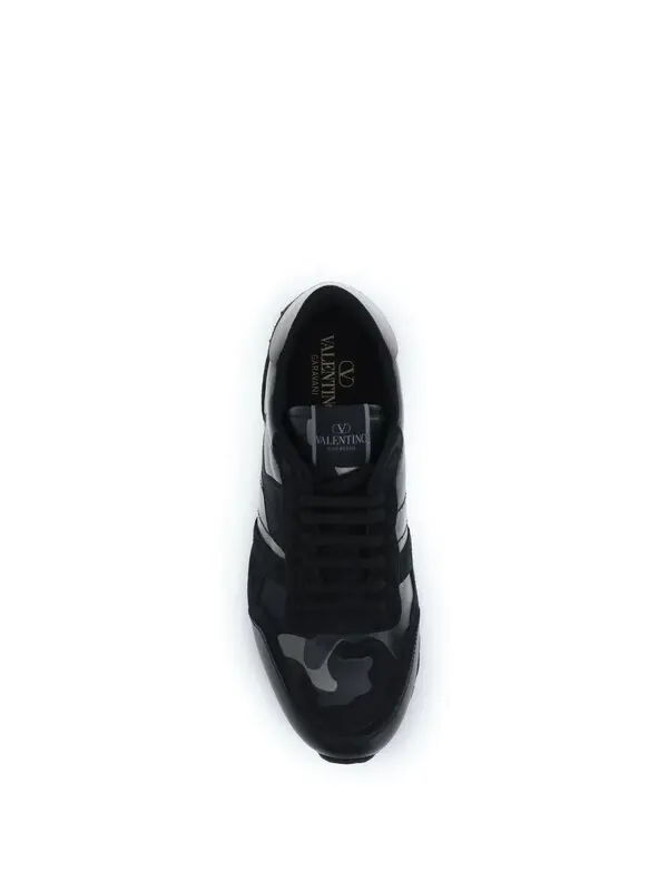 Valentino Garavani Rockrunner Calfskin Leather Sneakers - Black