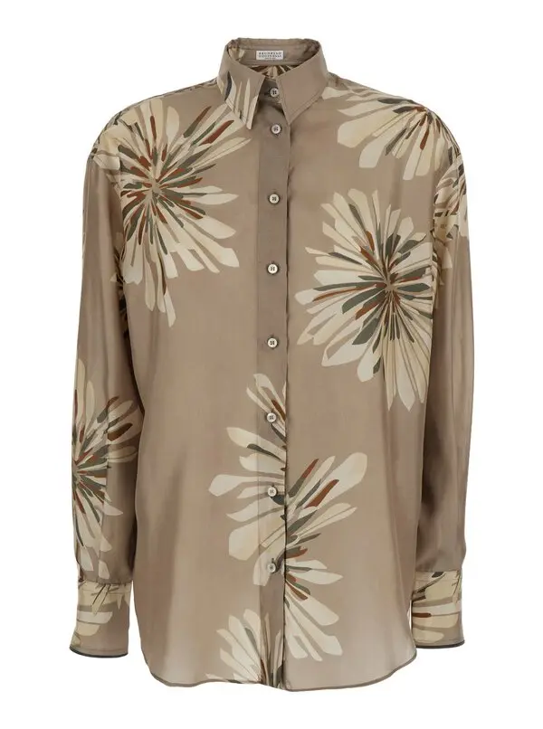 Brunello Cucinelli Silk Printed Shirt - Multicolor