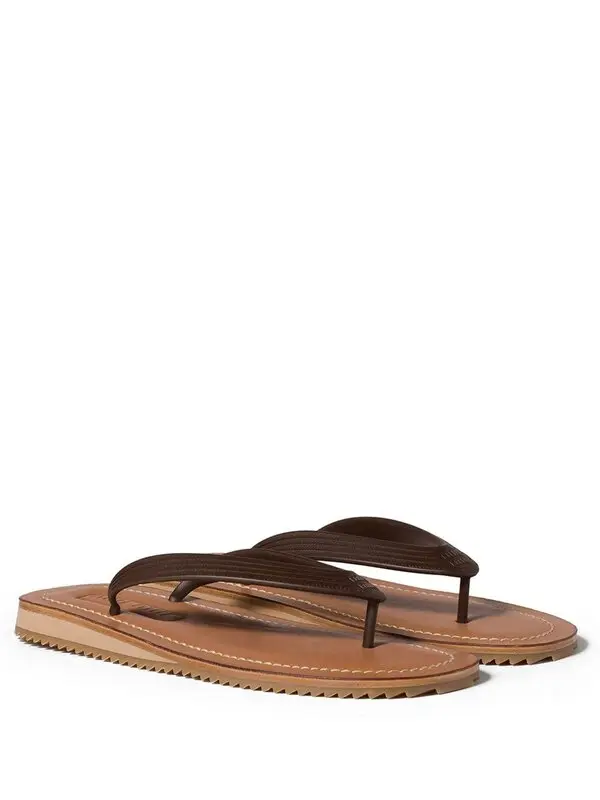 Miu Miu Padded Thong Sandals With Logo Embellishment - Brown