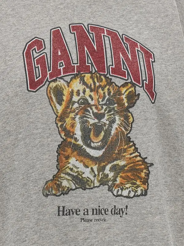 GANNI Grey Tiger Graphic Hoodie - Gray
