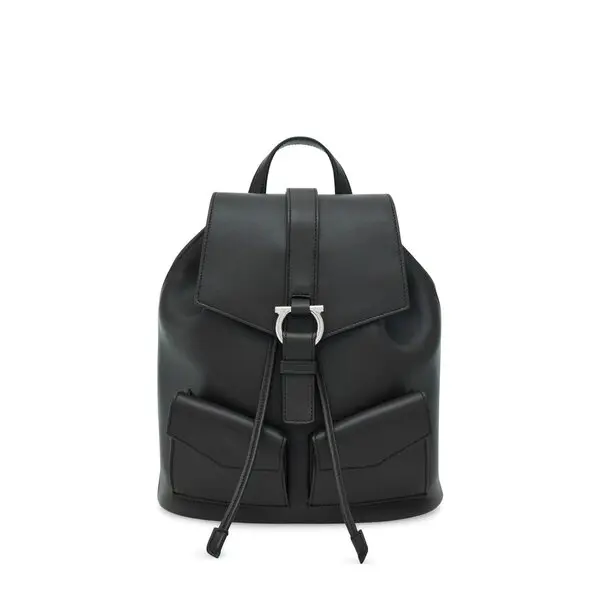 FERRAGAMO Gancini Flap Leather Backpack
