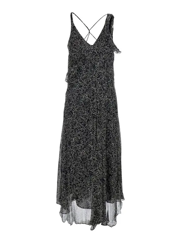 Isabel Marant Étoile Long Dress With V-neck And Long Sleeves In Viscose - Black
