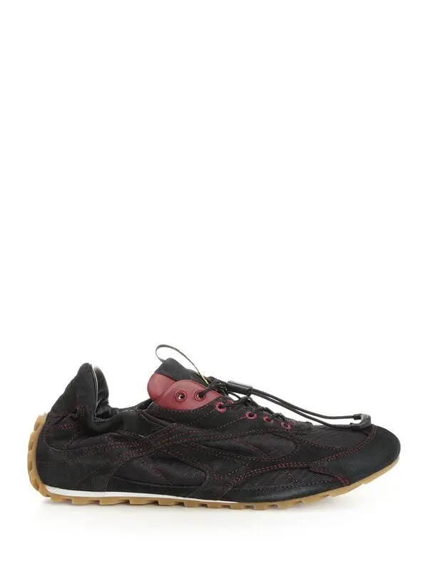 Bottega Veneta Orbit Flash Suede And Nylon Sneakers - Black