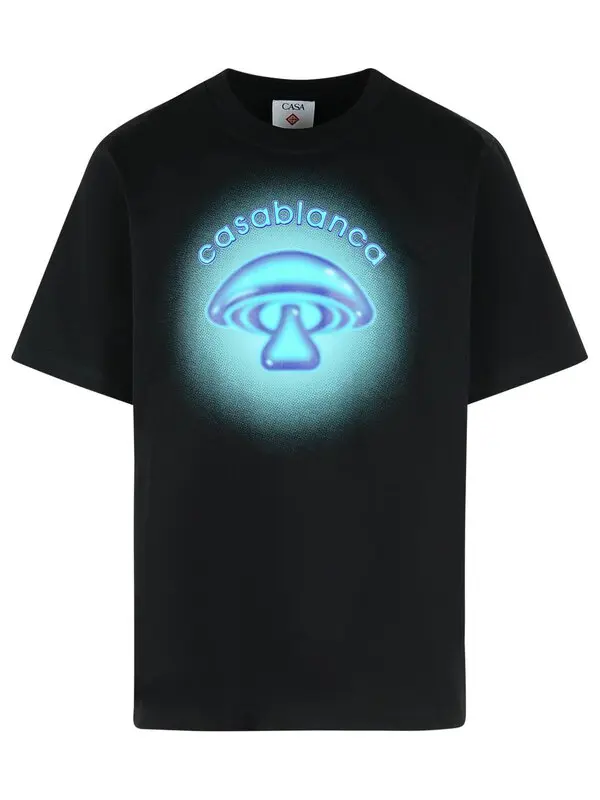 Casablanca Airbrush Mushroom' Cotton T-shirt - Black