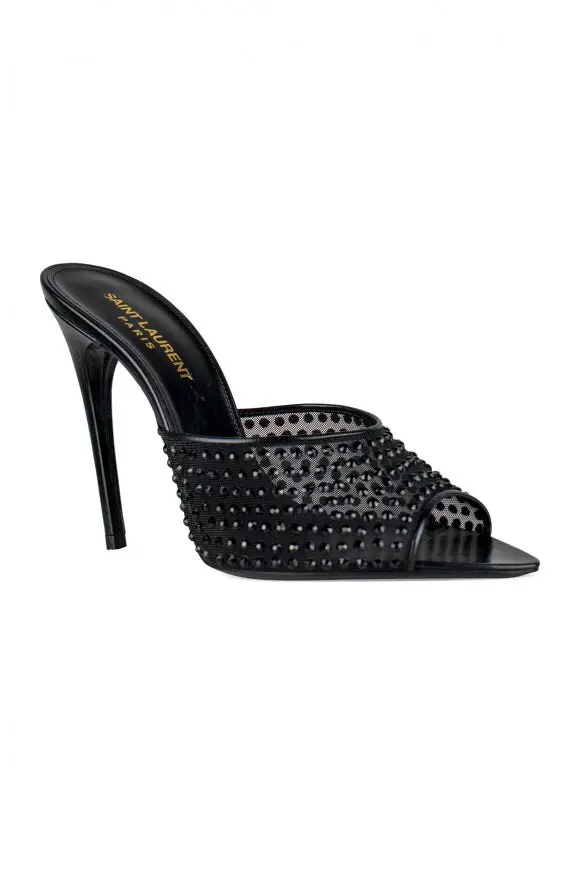Saint Laurent Rhinestone Embellished Open-toe Mules