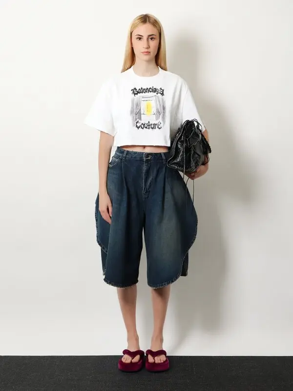 Balenciaga Cotton Bermuda Shorts With Distressed Effect - Multicolor