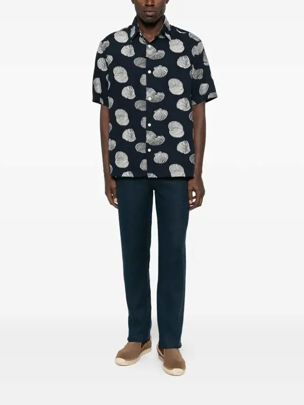 Kiton Linen Drawstring Waist Pants - Blue