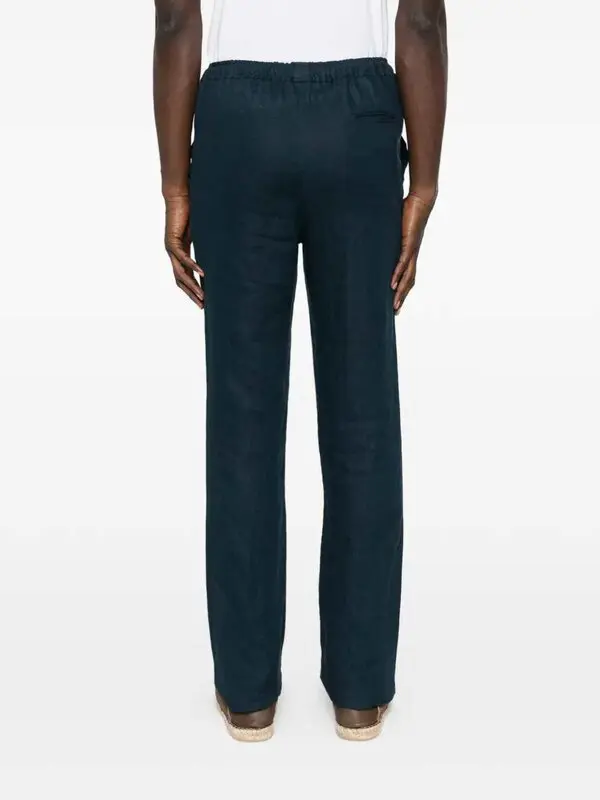 Kiton Linen Drawstring Waist Pants - Blue