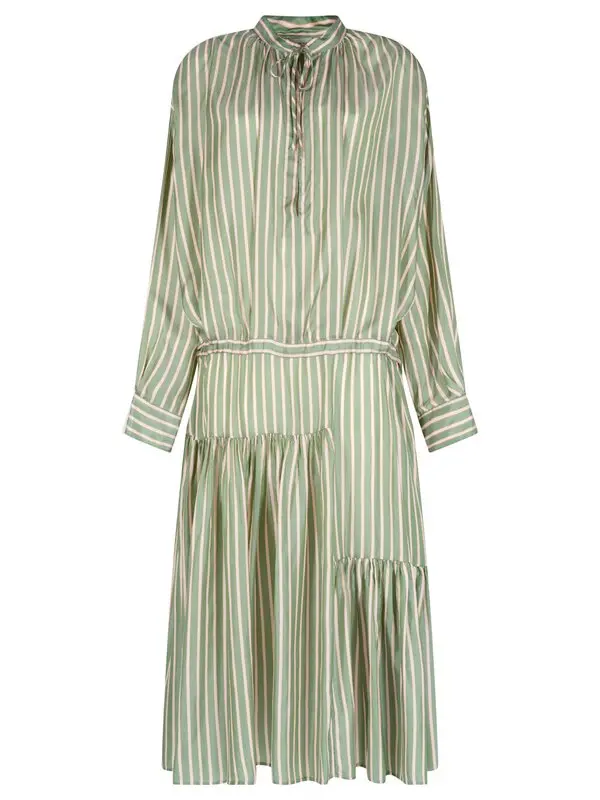 Dries Van Noten Striped Long Dress - Green