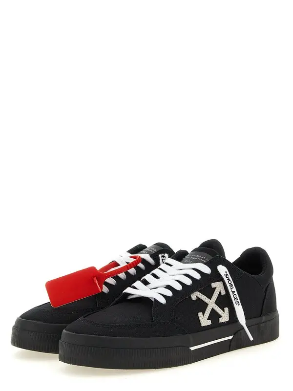 Off-White Vulcanized Canvas Sneakers With Contrast Suede Logo