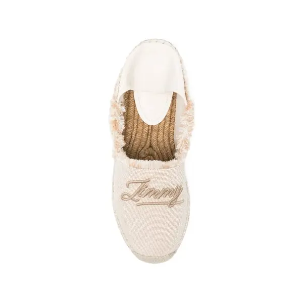 JIMMY CHOO Flat Espadrille With Fringed Detailing - Cream
