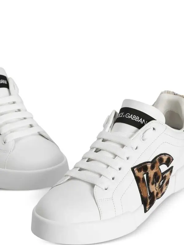 Dolce & Gabbana Leopard Print Logo Appliqué Sneakers