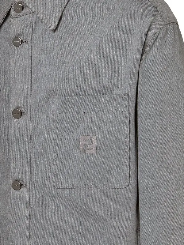 Fendi Grey Cotton Shirt Jacket