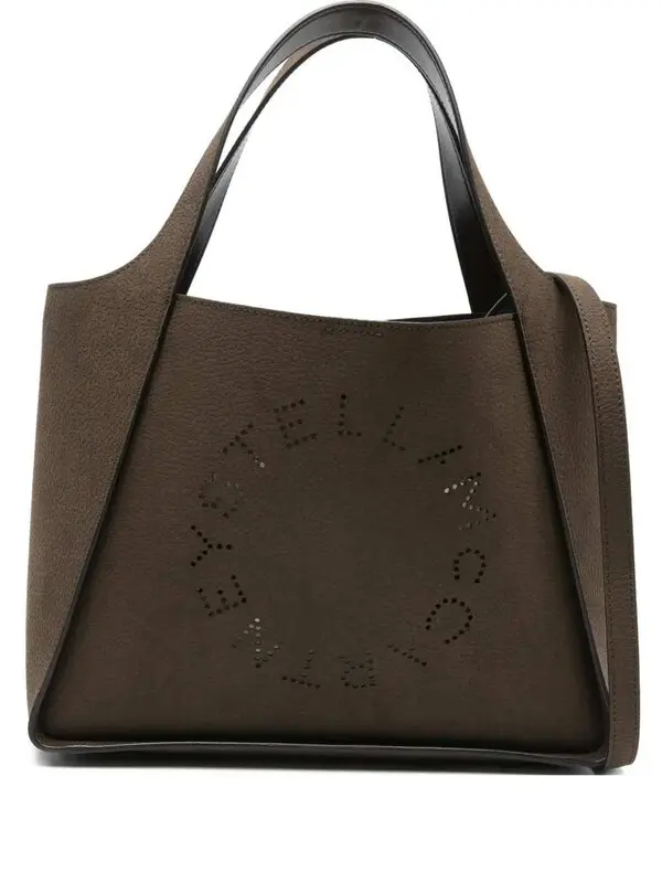 Stella McCartney Tote Bag With Perforated Logo - Brown