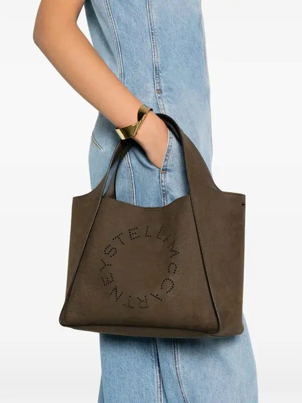 Stella McCartney Tote Bag With Perforated Logo - Brown