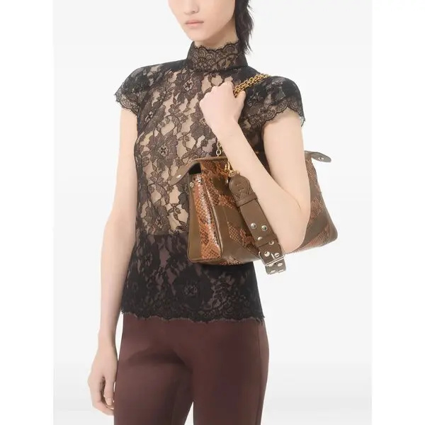 Valentino Garavani Lace Top With Padded Shoulders And Scalloped Hem