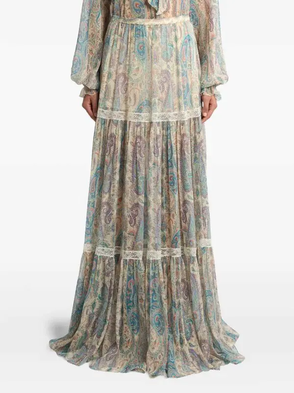 Etro Long Skirt With Paisley Print - Multicolor