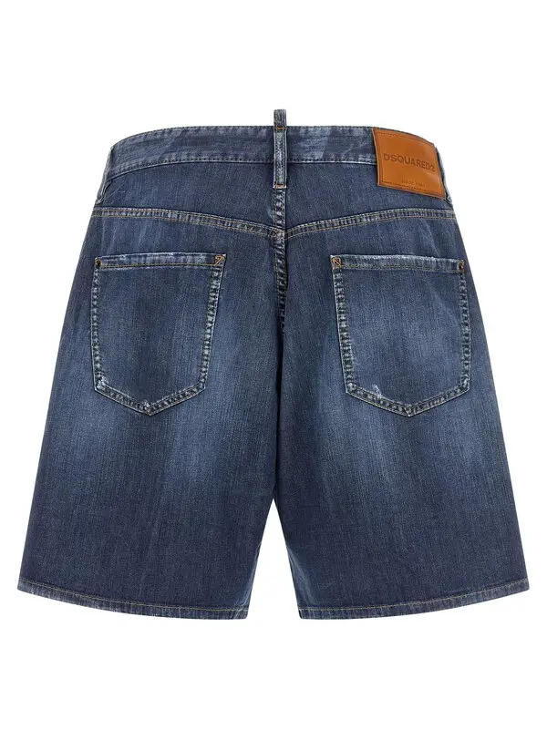Dsquared2 Distressed Denim Bermuda Shorts - Blue