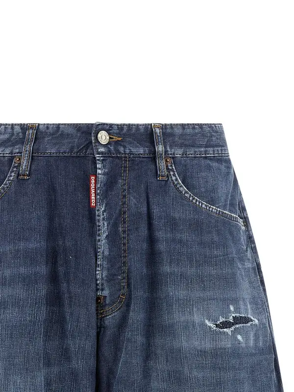 Dsquared2 Distressed Denim Bermuda Shorts - Blue